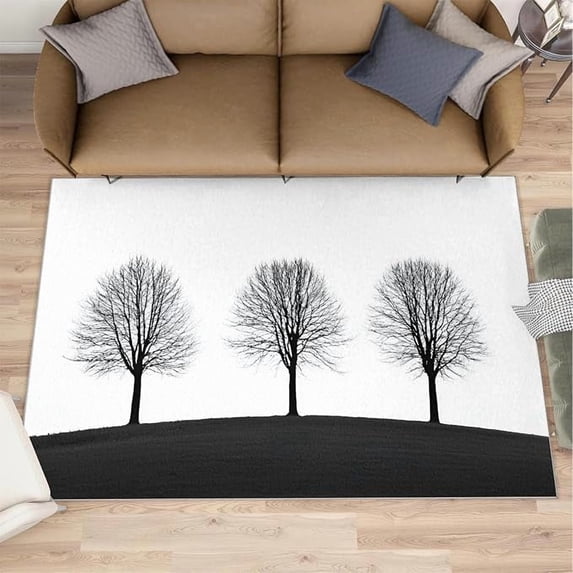 Black and White Branches Rugs for Bedroom - Dry Branches Home Decor ...