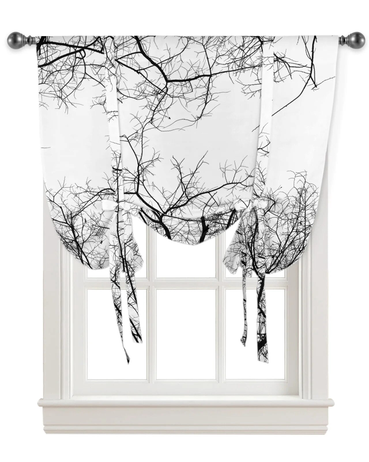Black White Branches Window Curtain for Living Room Roman Curtains for ...