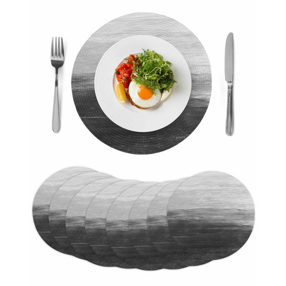 Black and White Brush Stroke Textured Round Table Placemats set of 8 ...