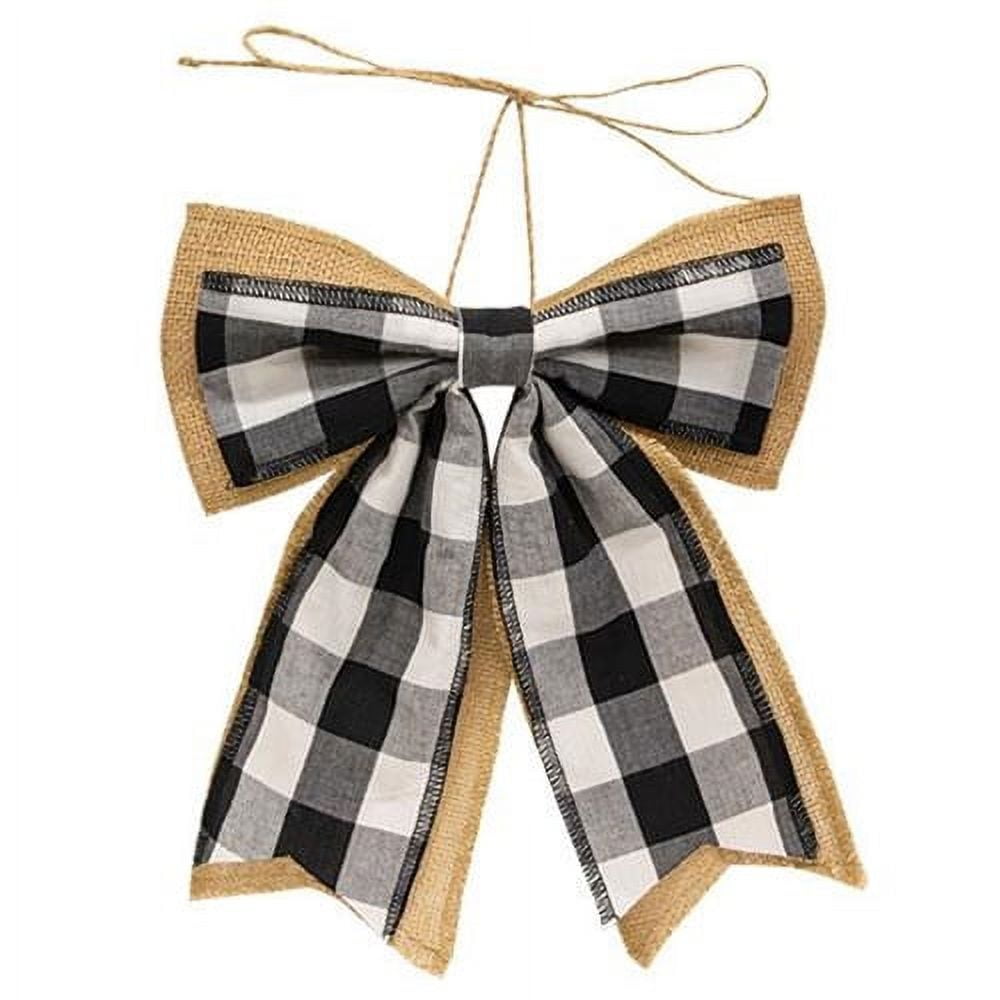*Black & White Buffalo Check & Burlap Bow - Walmart.com
