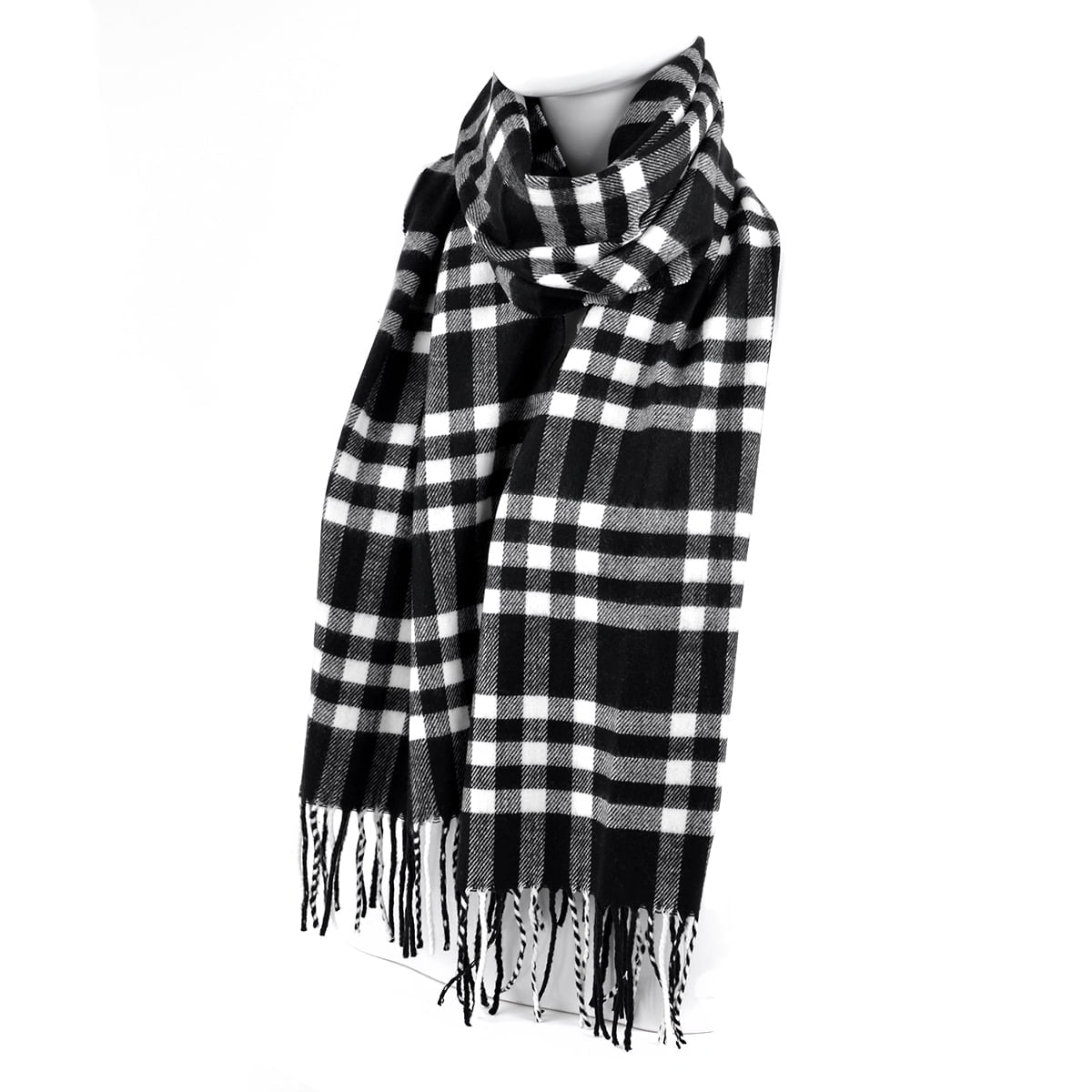 Black/White Buffalo Check Fall/Winter Scarf for Men & Women-Plaid Color ...