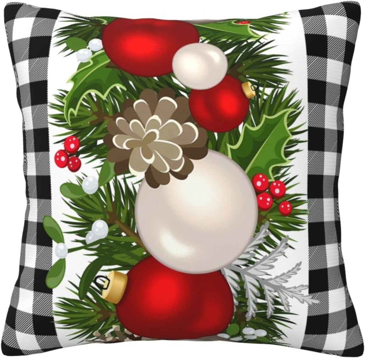 Black and White Buffalo Check Plaid Christmas Pillow Covers 18x18 Inch ...