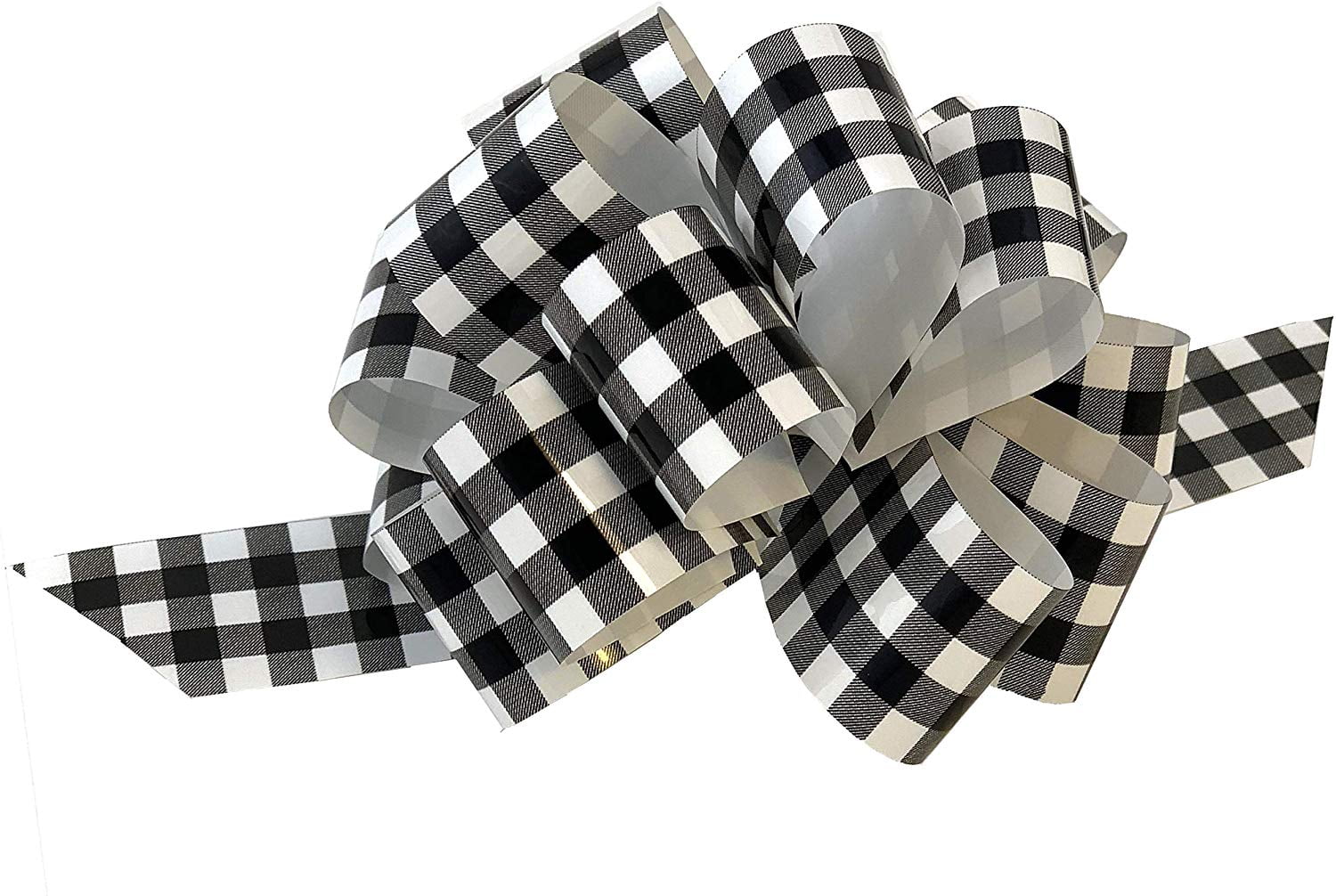 Black White Buffalo Check Pull Bows - 5" Wide, Set of 10, Plaid, Easter ...