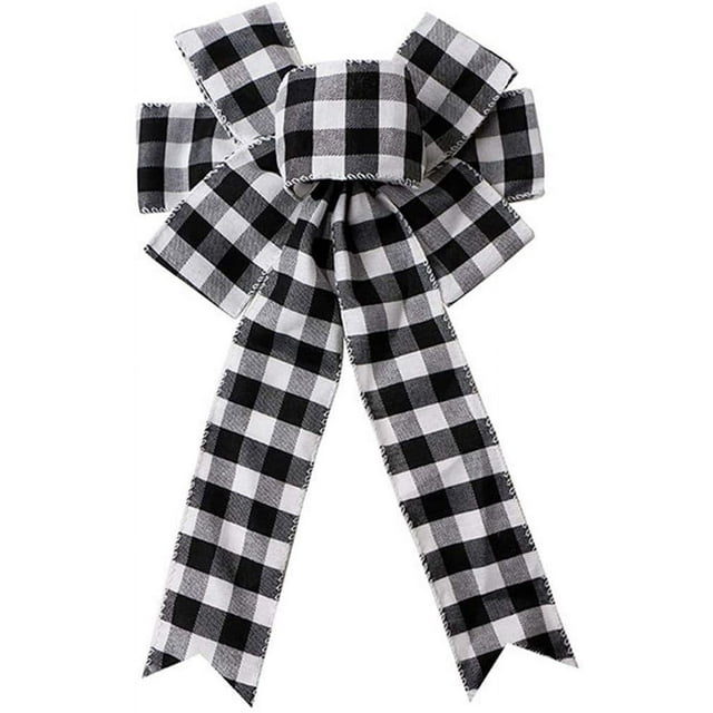 Black White Buffalo Plaid Christmas Wreath Bow - Holiday Decorations ...