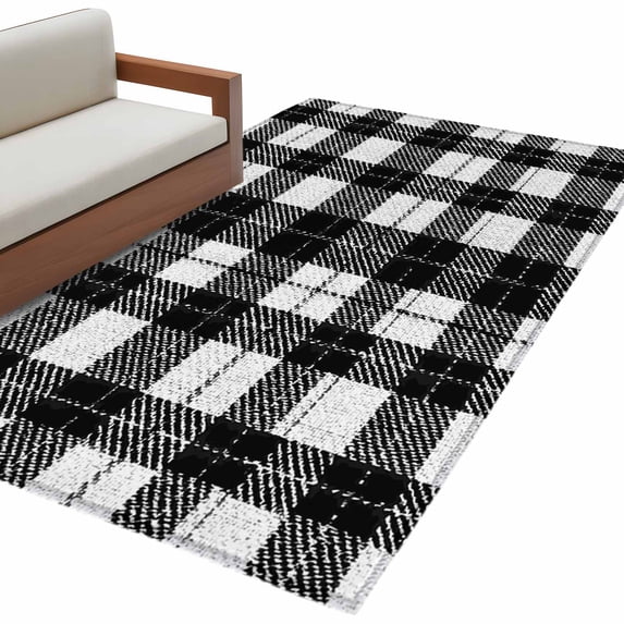 Black White Buffalo Plaid Living Room Rug 4x6 Washable Area Rug for ...