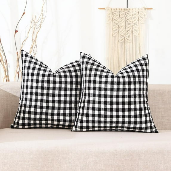 Black and White Buffalo Plaid Outdoor Pillow Covers 18x18 Set of 2, 18 ...