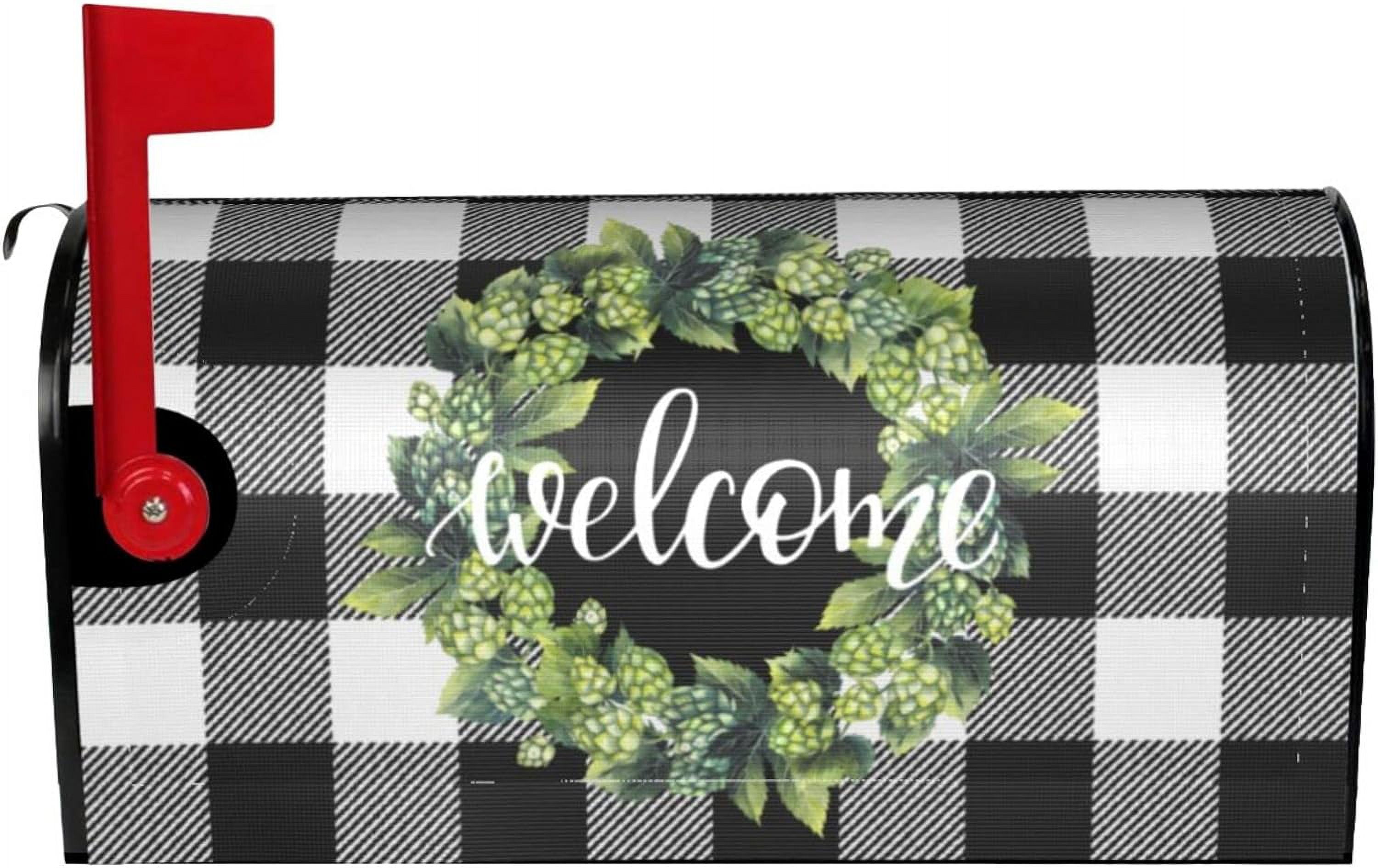 Black White Buffalo Plaid Summer Mailbox Covers Magnetic Large Size 25. ...
