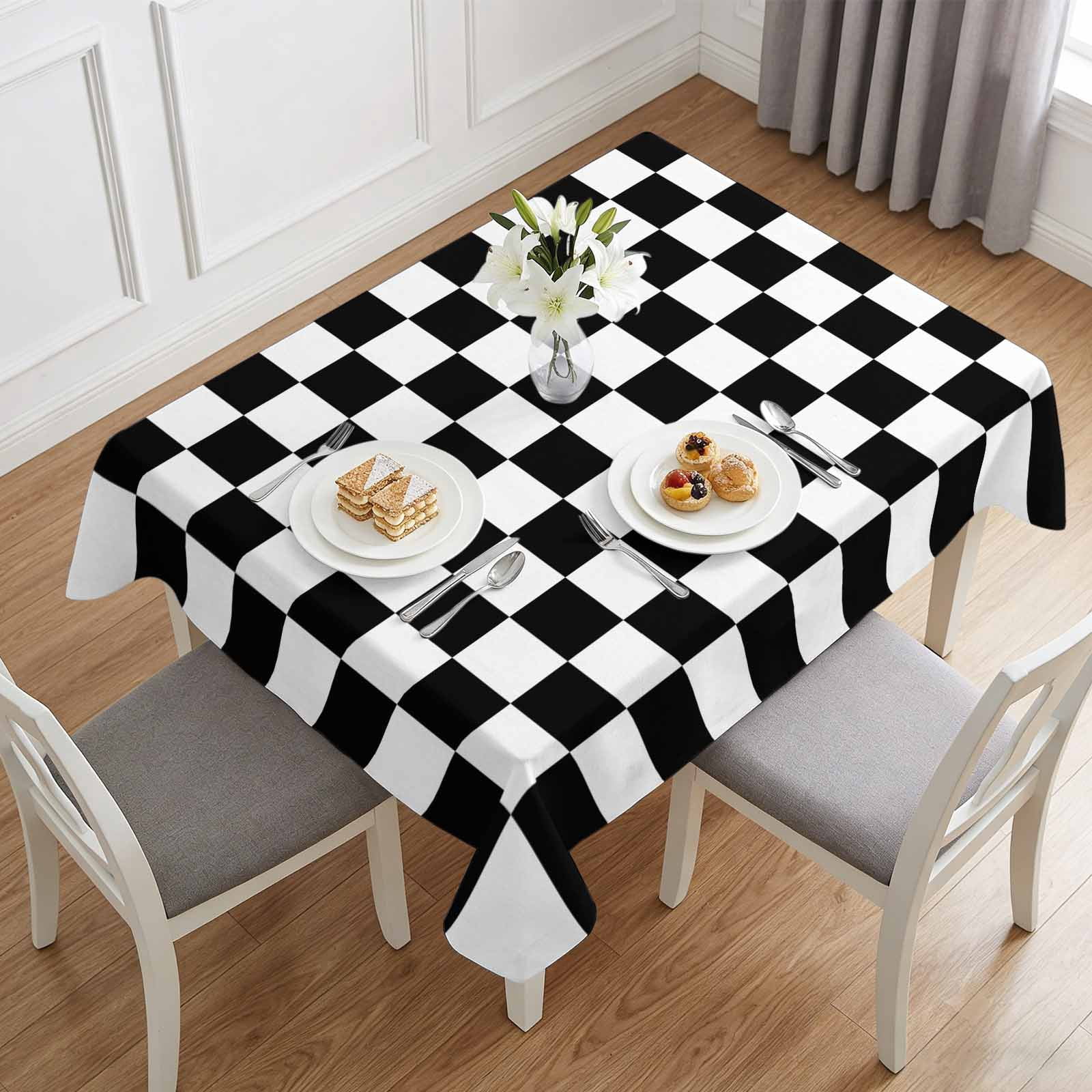 Black and White Buffalo Plaid Table Cloth 60x84in, Waterproof Rectangle ...