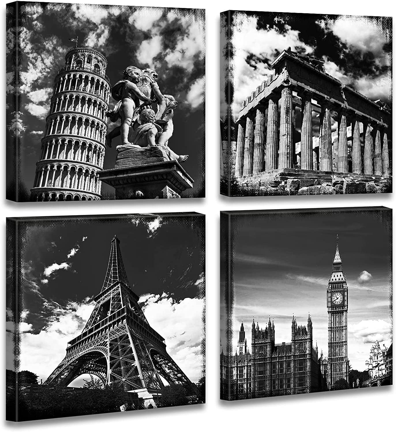 Black and White Building Wall Art for Living Room Contemporary European ...