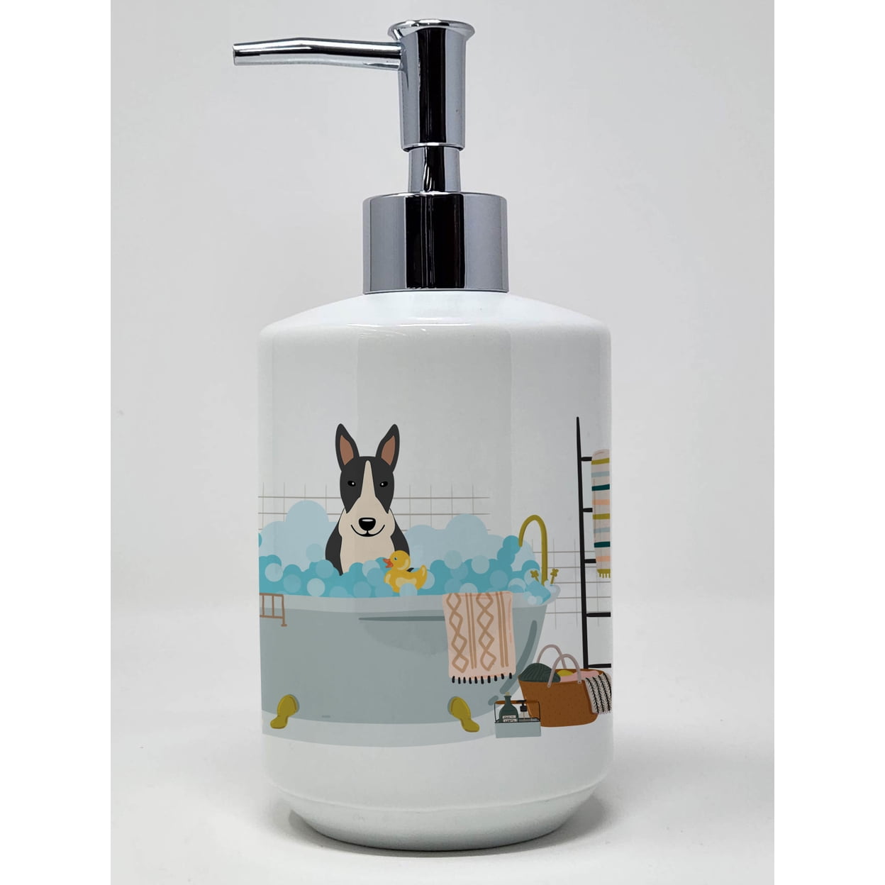 Black White Bull Terrier in Bathtub Ceramic Soap Dispenser - Walmart.com
