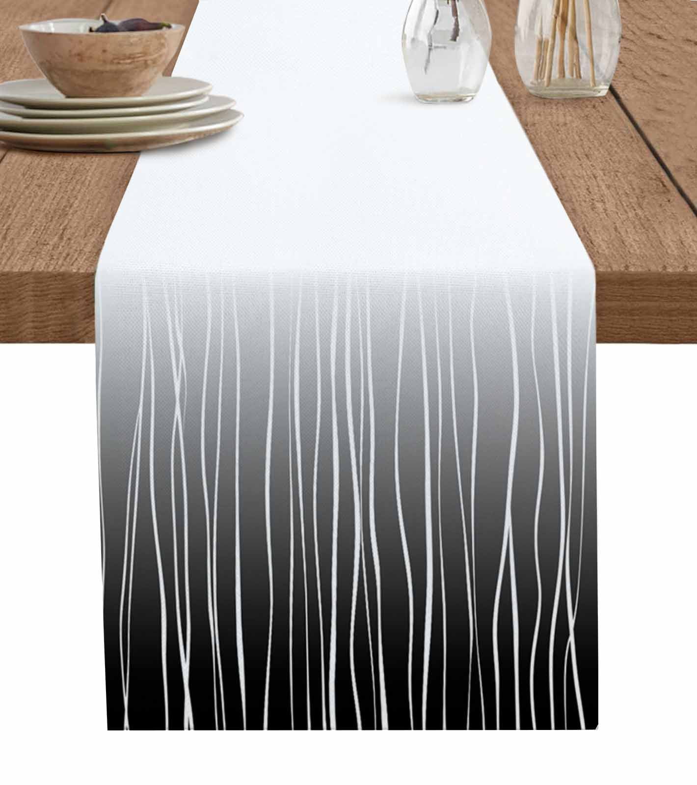 Black White Burlap Cotton Table Runner 13x108 Inches Long, Ombre ...