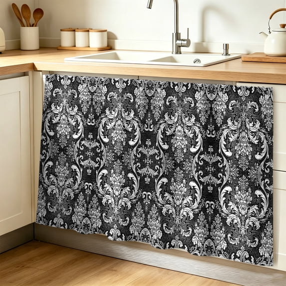 Black and White Cabinet Curtains for Shelves, Modern Luxurious ...
