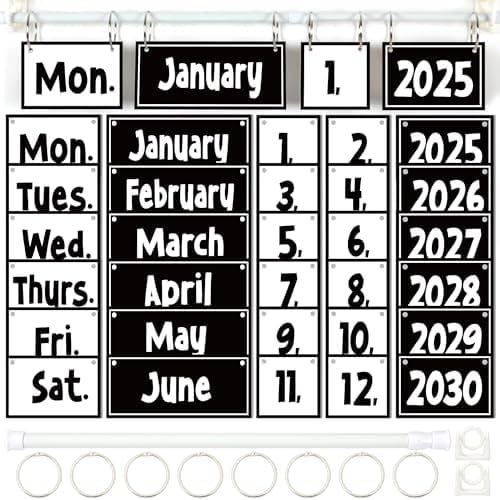 Black White Calendar Bulletin Board Black White Flip Calendar Set with ...