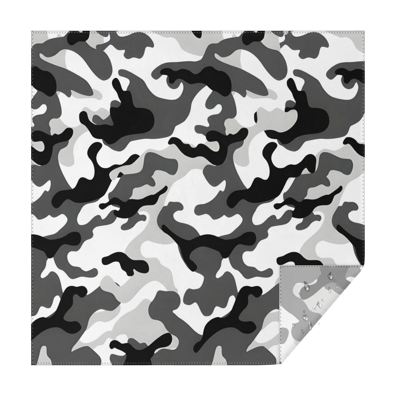 Black White Camo Digital Shapes Pattern Square Tablecloth,Waterproof ...