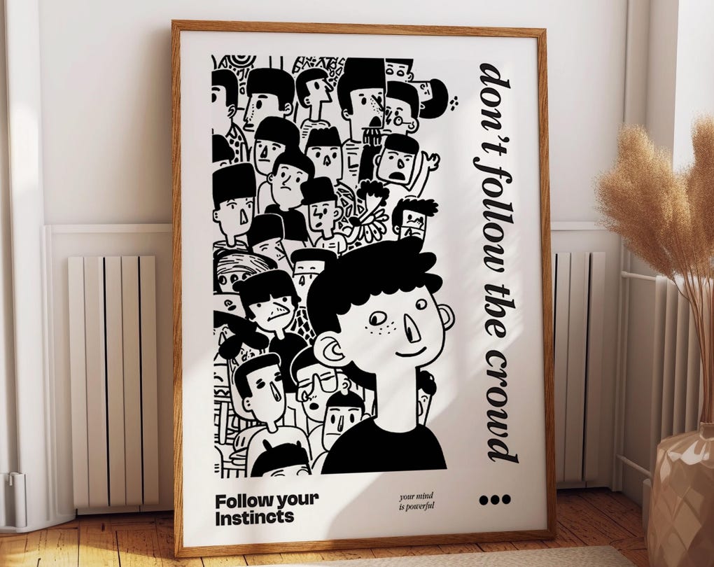 Black And White Cartoon Faces Sketch Artwork – Don'T Follow The Crowd ...