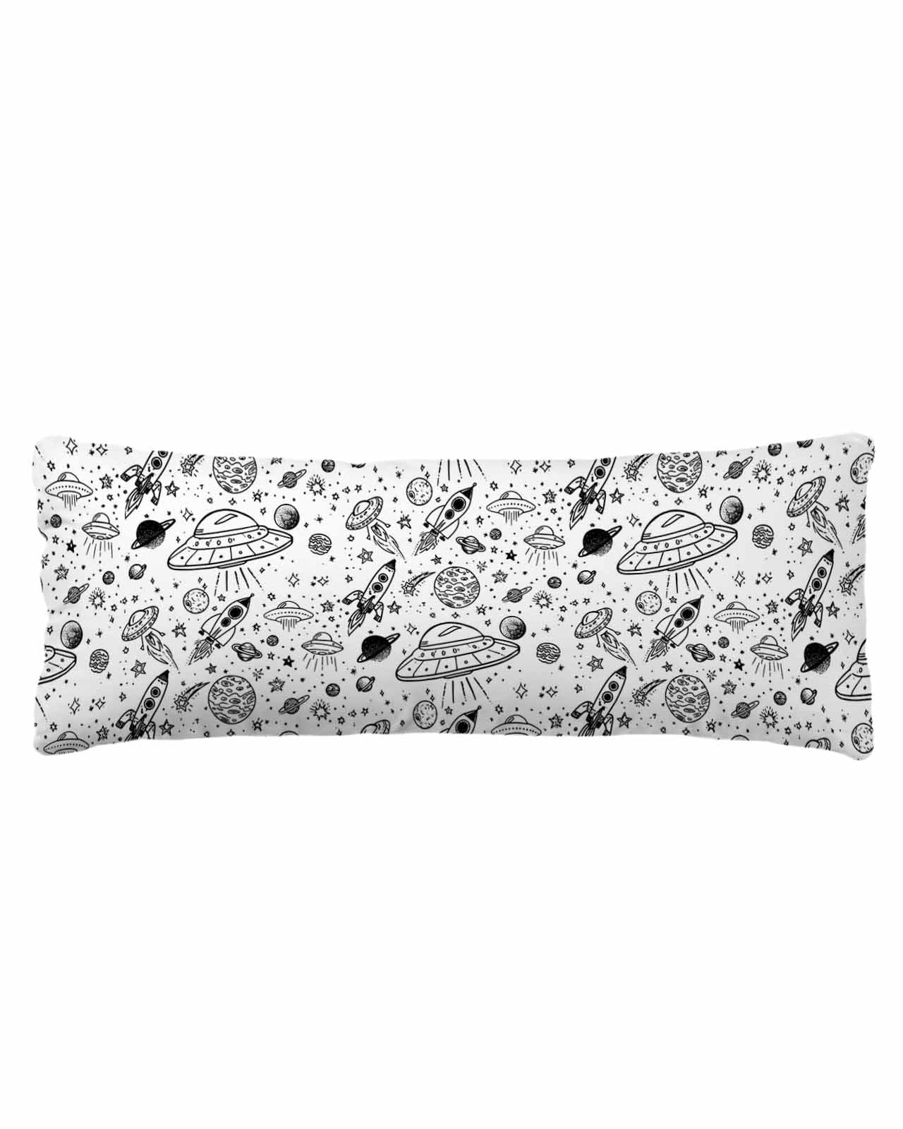 Black White Cartoon Space Body Pillow Cover 20 x 54 Inch Decorative ...