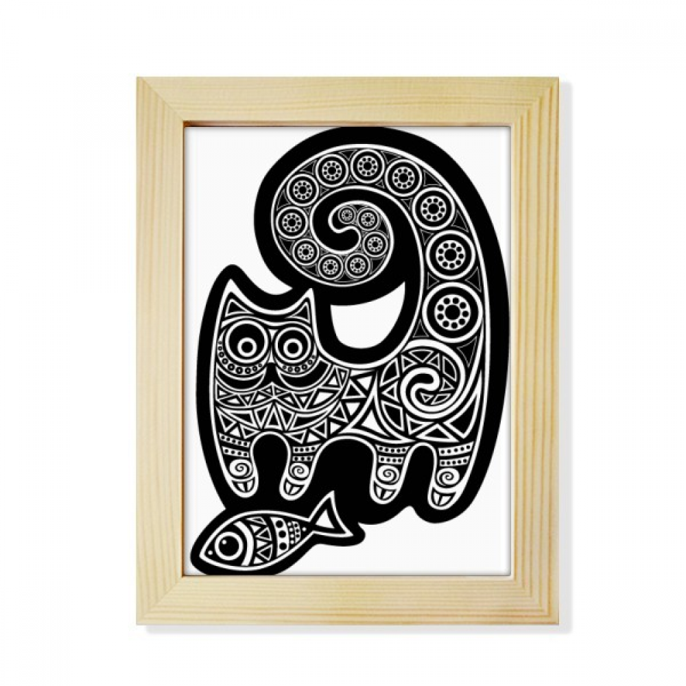 Black White Cat Fish Pattern Desktop Adorn Photo Frame Display Art ...