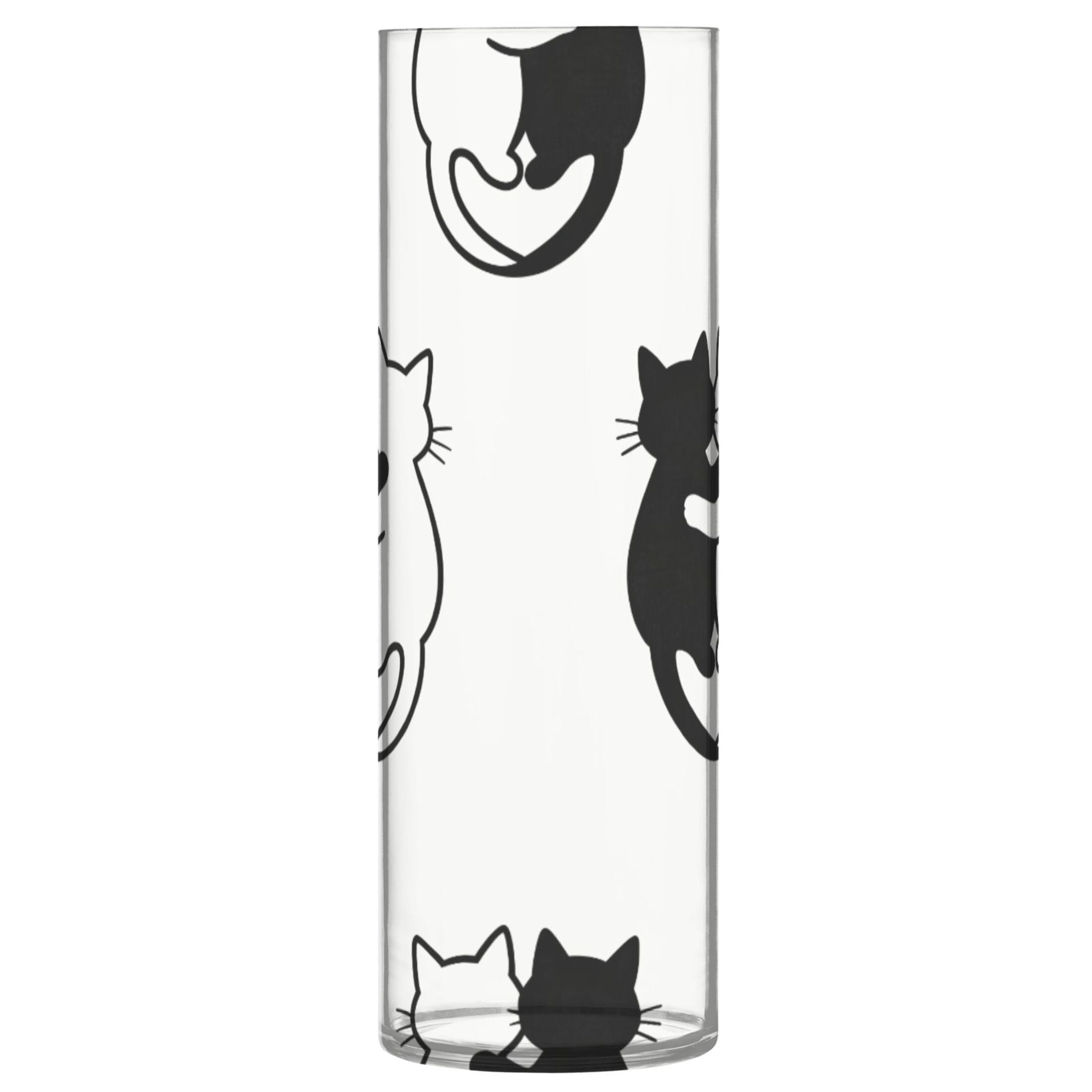 Black White Cat Heart Pattern Vase Flower Vase Clear Unbreakable ...