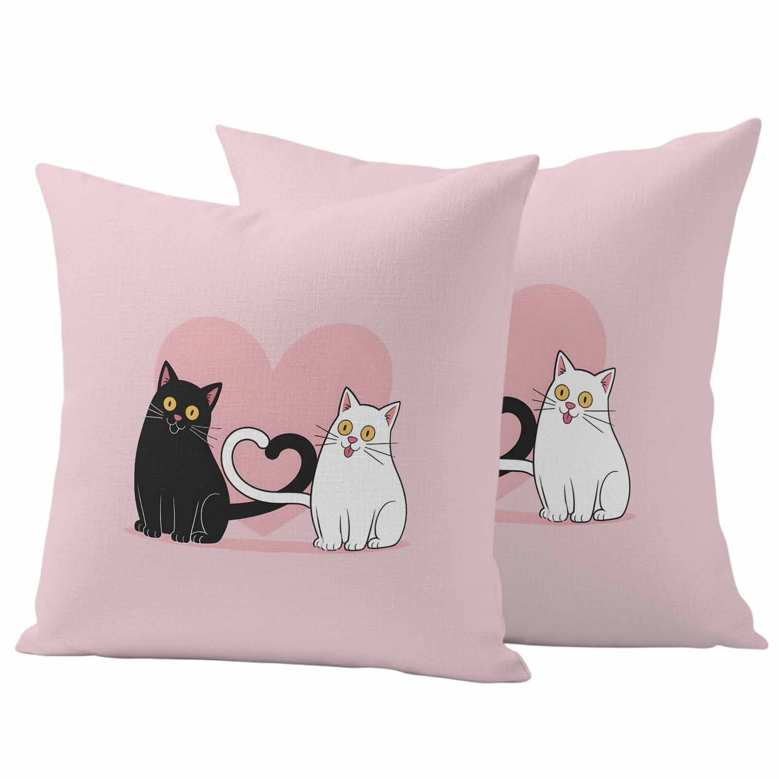 Black White Cat In Love Outdoor Waterproof Pillow Covers Set of 2, Pink ...