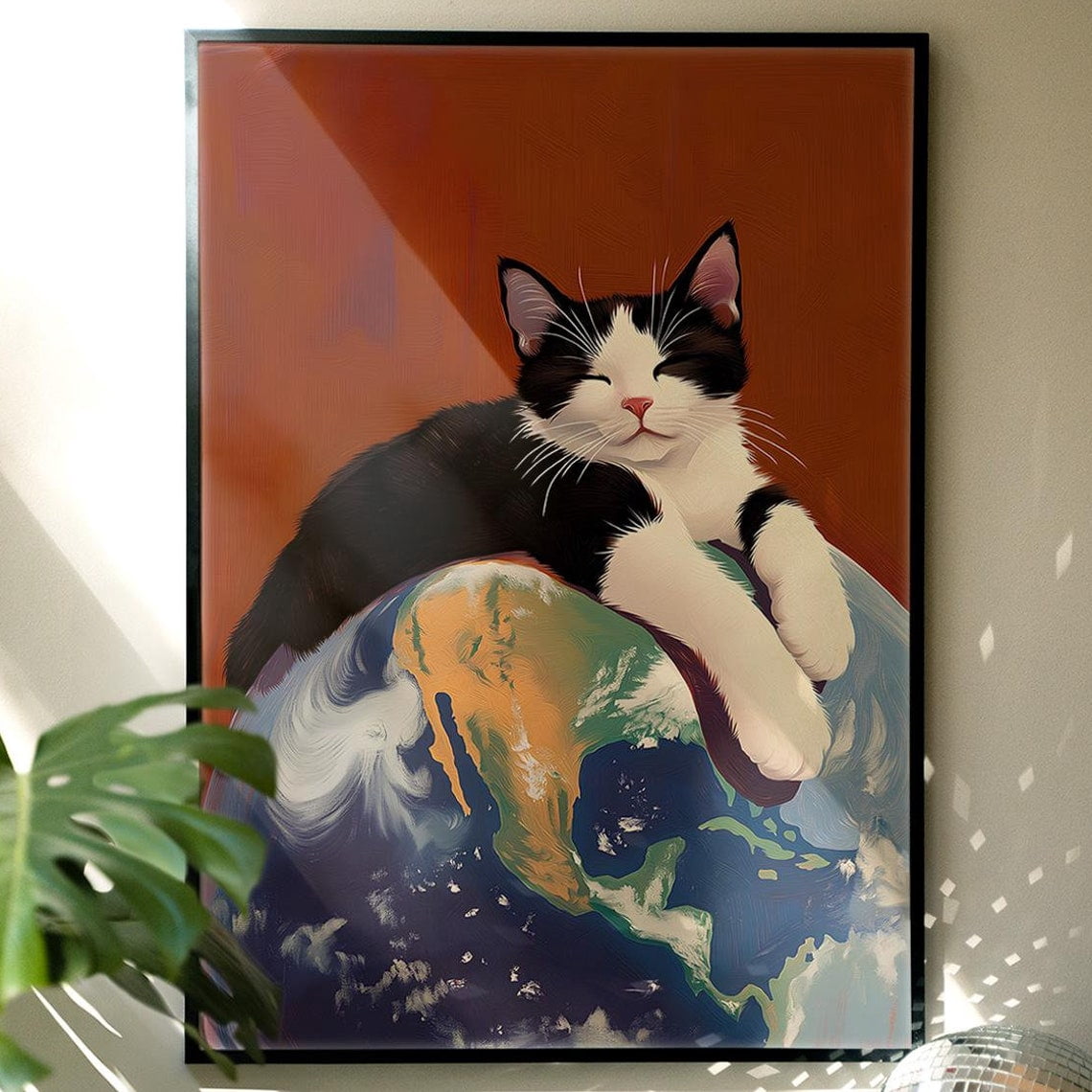 Black & White Cat Poster, Bedroom Decor, Preppy Animal Print, Dopamine ...