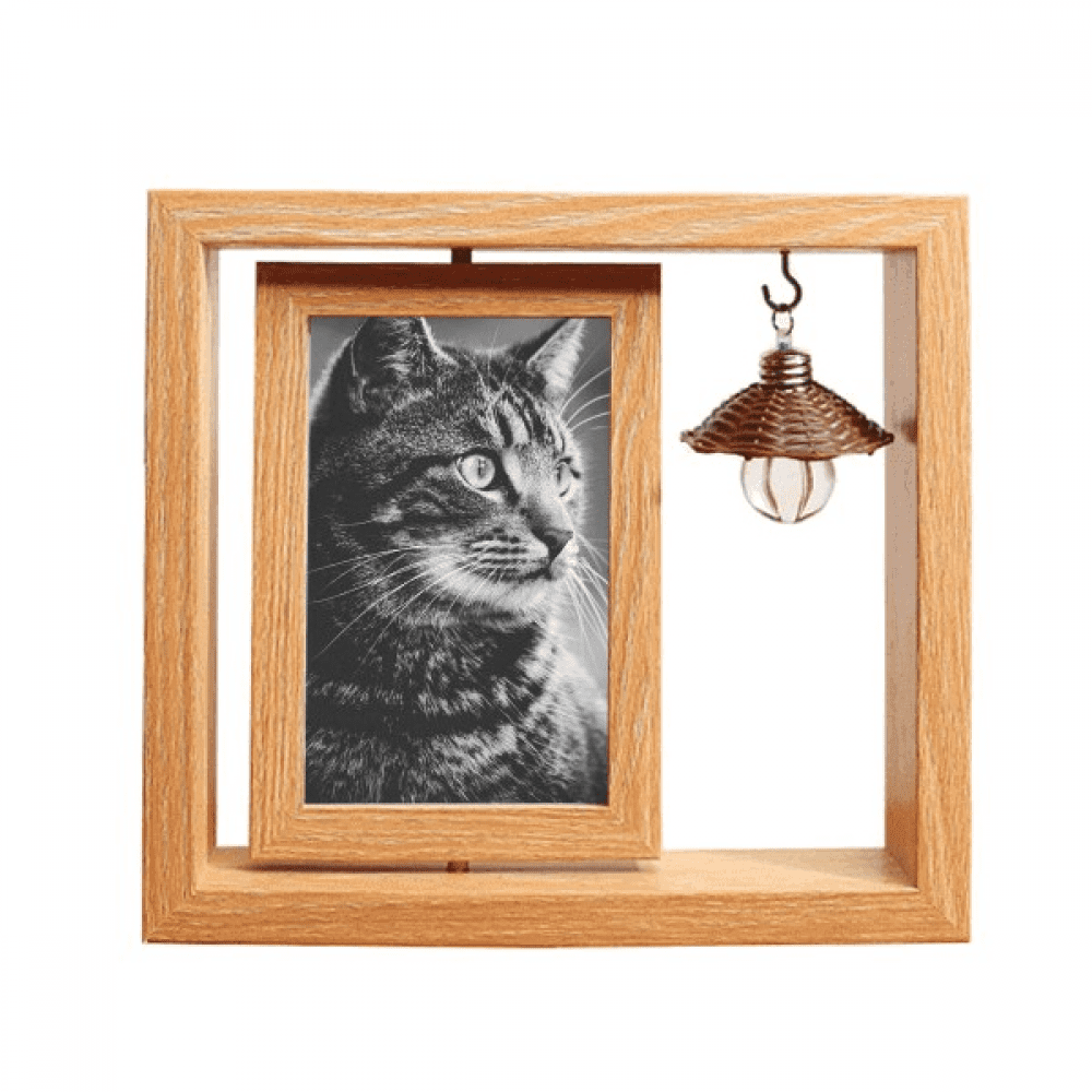 Black White Cat Profile Animal Wooden Rotating Picture Photo Frame 4x6 ...