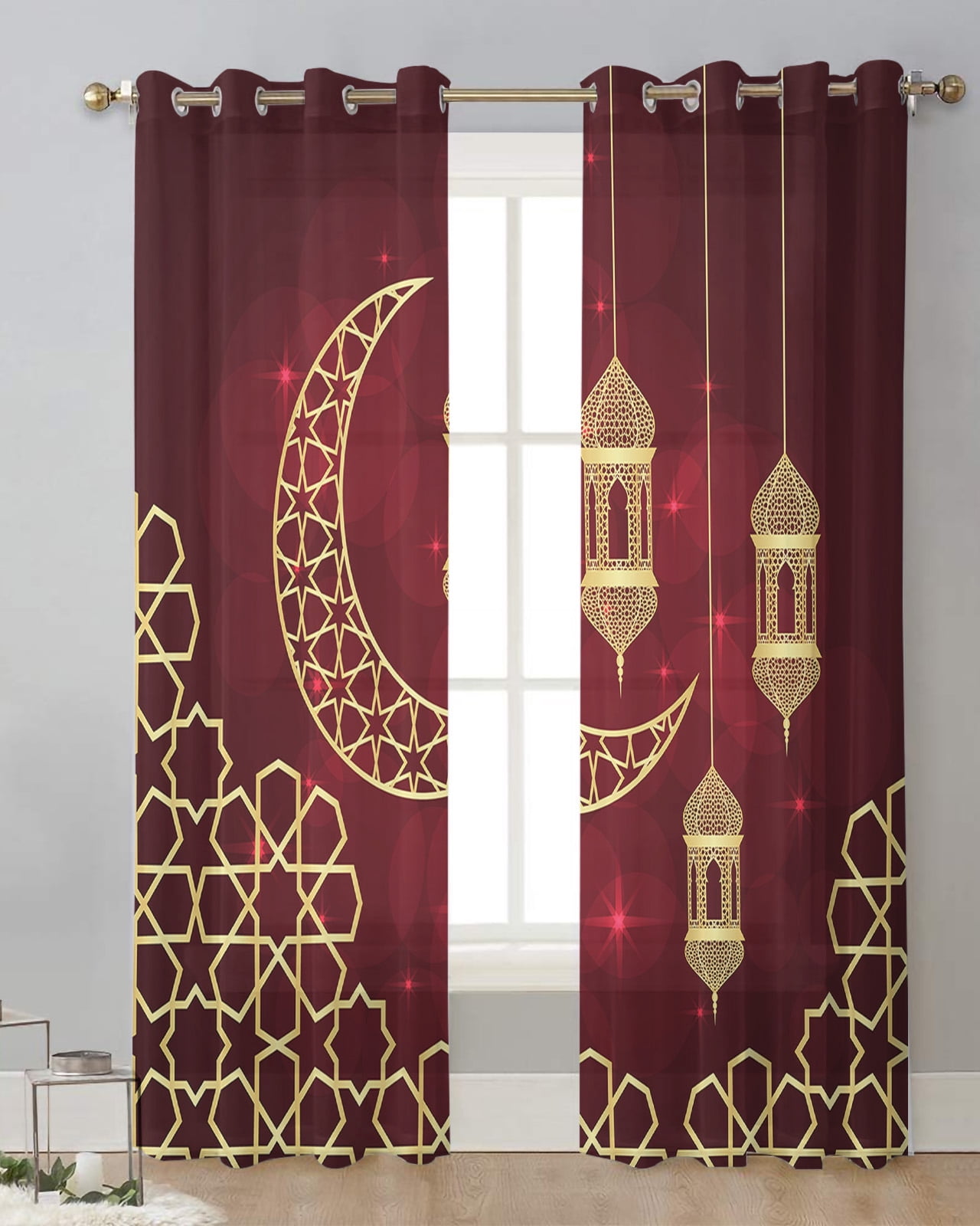 Black White Chandelier Vintage Sheer Curtains For Living Room Window ...