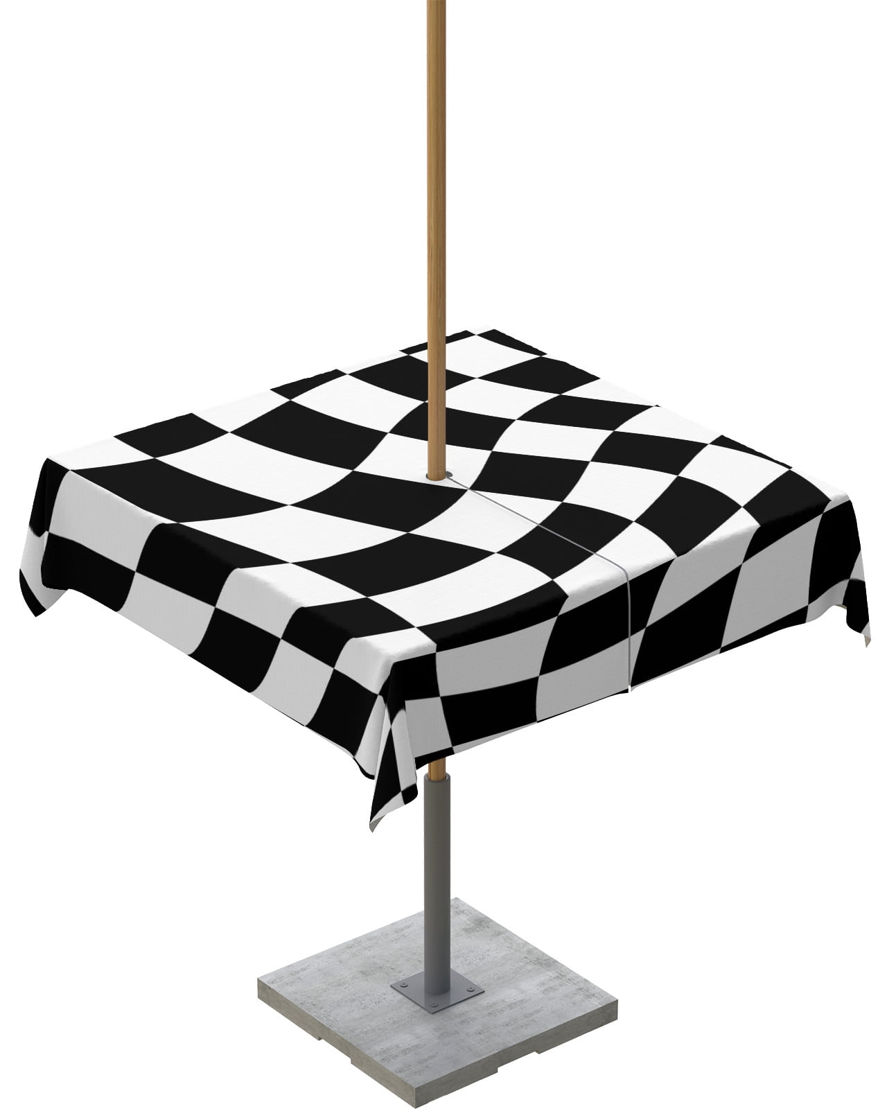 Black White Chase Board Abstract Checker Table Cloth with Umbrella Hole ...