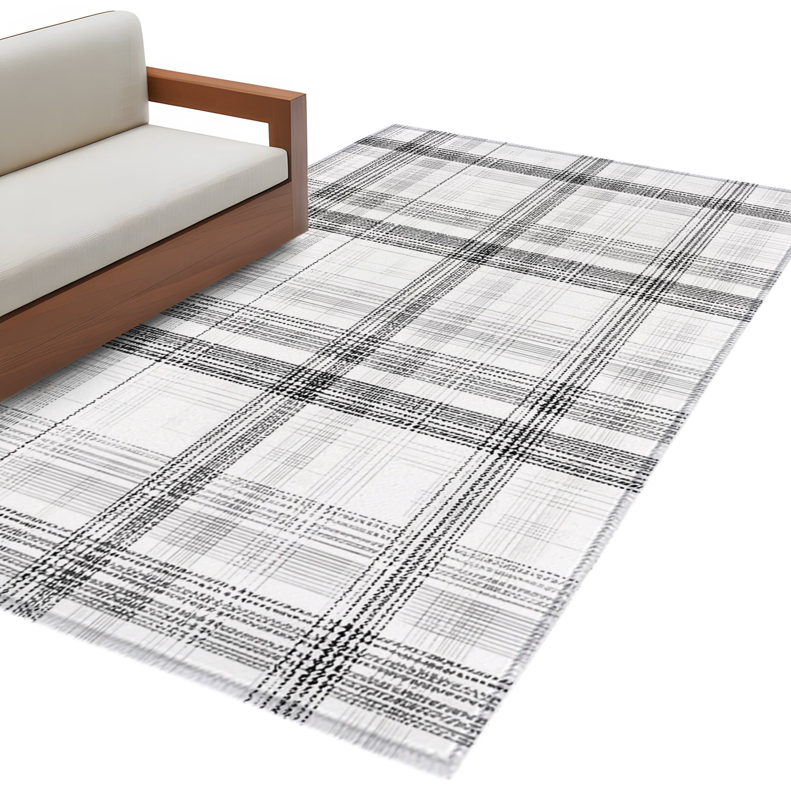 Black White Check Kitchen Runner Rug 2.7x5 Washable Runners for Hallway ...