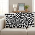 Black White Checker Pillow Covers Set of 4, Modern Abstract Checkered ...