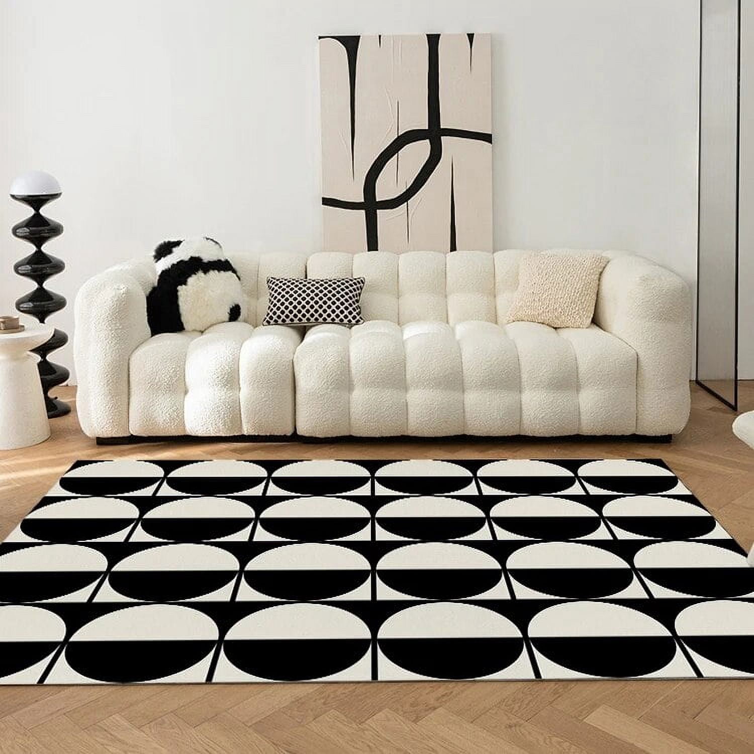 Black White Checkerboard Carpet Living Room r Home Sofa Cream Style ...