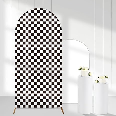 Black White Checkered Arch Backdrop Covers, 6 Ft Boho Stretchy Arch ...