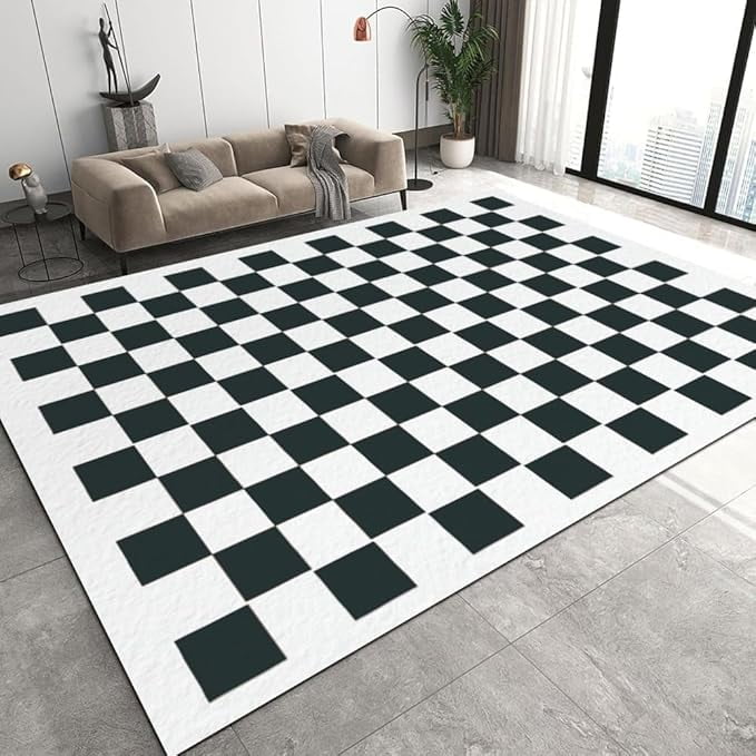 Black White Checkered Area Rugs, Plaid Indoor Non-Slip Rug, Upholstery ...