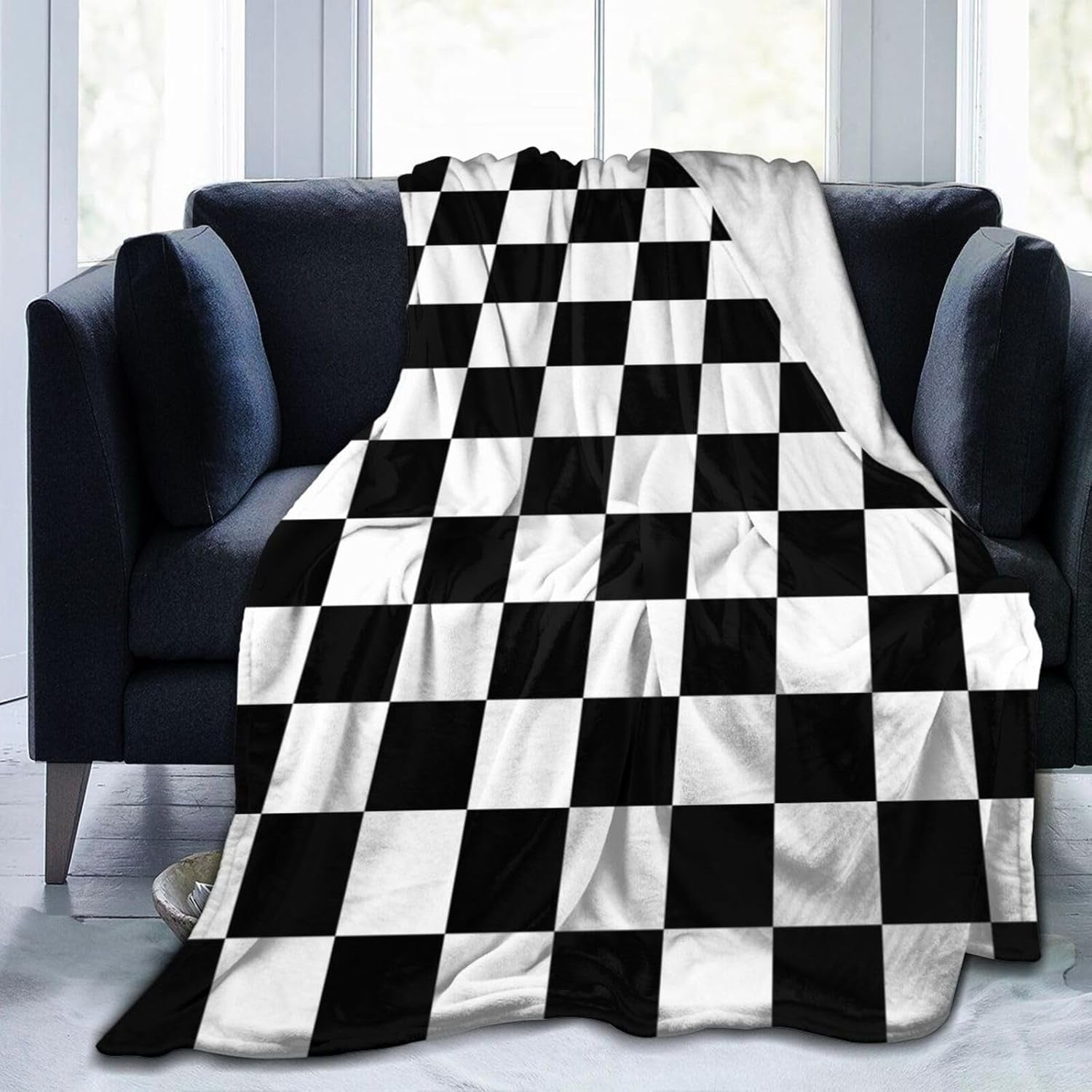 Black White Checkered Blanket Soft Lightweight Throw Blankets Cozy ...