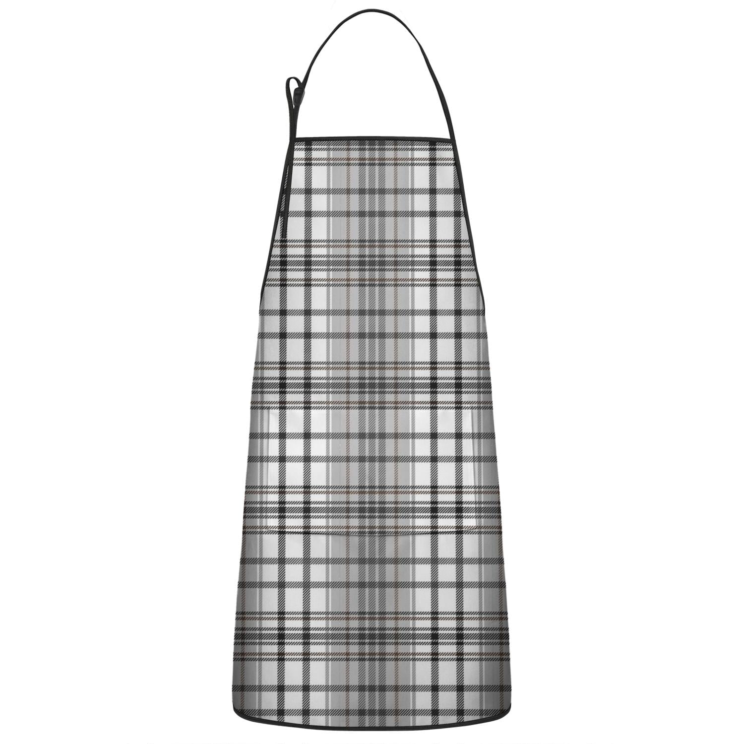 Black White Checkered Buffalo Plaid Aprons with Pocket Chemical Work ...