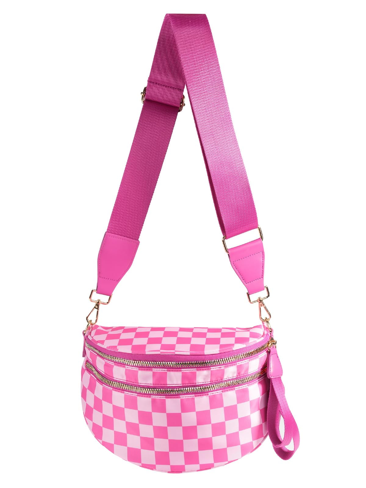 Black and White Checkered Crossbody Bag Bum Bag for Women,Spacious ...