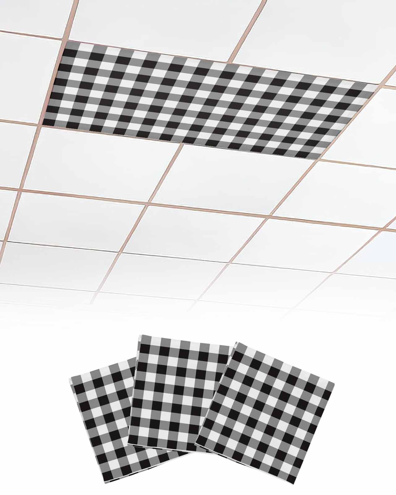 Black and White Checkered Fluorescent Light Covers for Ceiling Lights ...