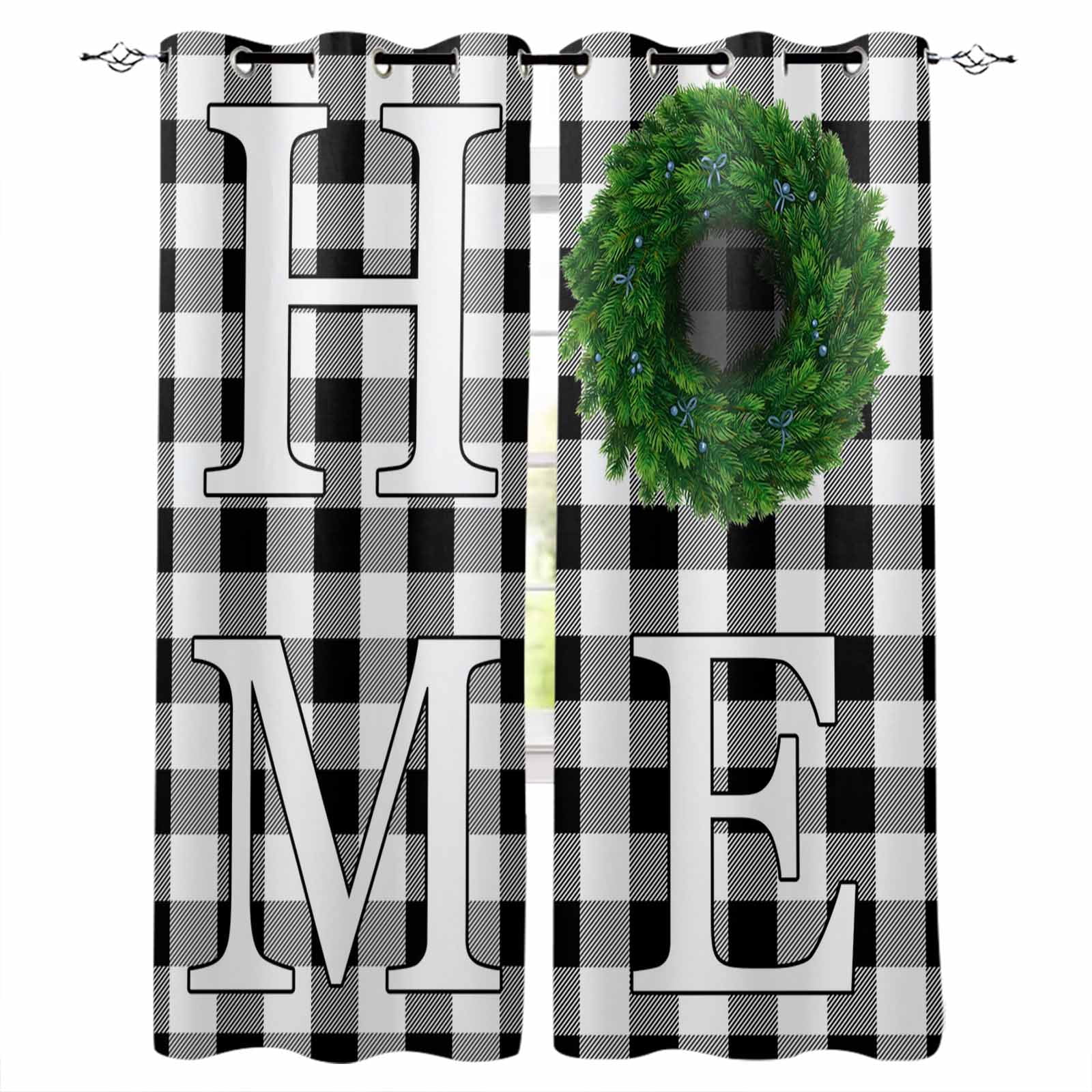 Black White Checkered Kitchen Curtains Farmhouse Buffalo Plaid ...