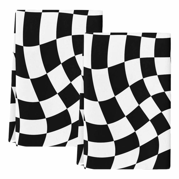 Black and White Checkered Kitchen Towels Set of 2, Absorbent Microfiber ...