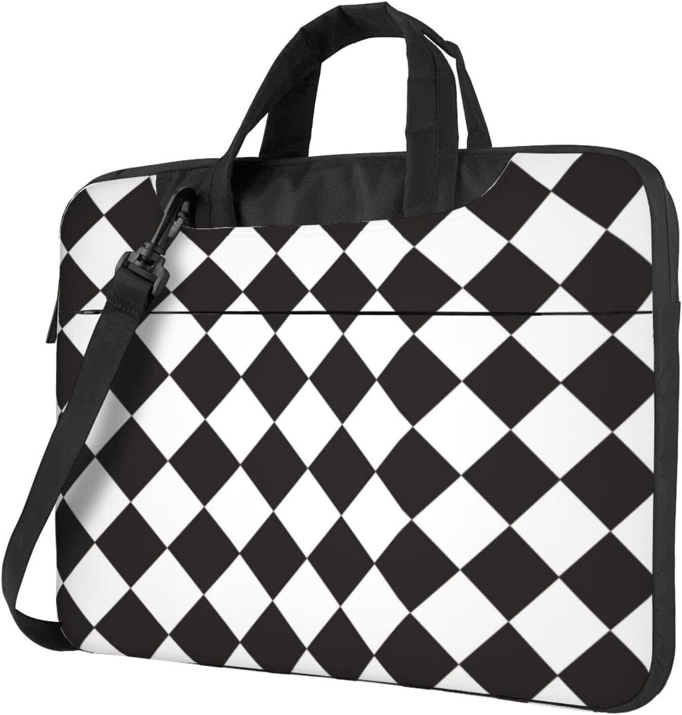 Black White Checkered Laptop Tote Bag For Women Men- Laptop Case Sleeve ...