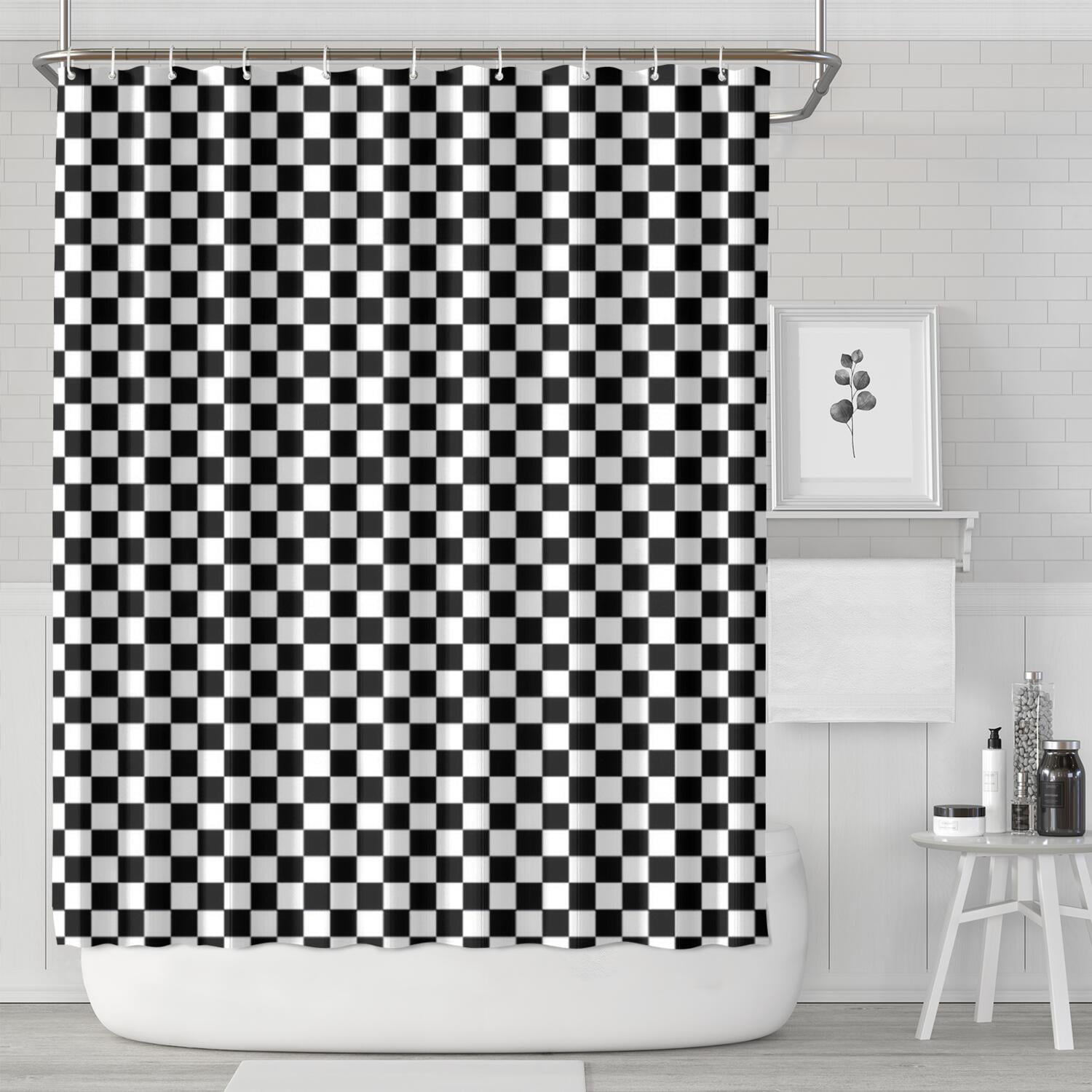 Black and White Checkered Pattern Shower Curtain 72"x84" ,Bathroom ...
