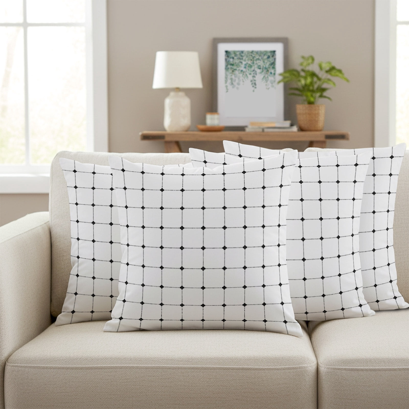 Black White Checkered Pillow Covers Set of 4, Modern Minimalist ...