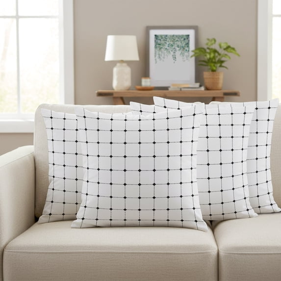 Black White Checkered Pillow Covers Set of 4, Modern Minimalist ...