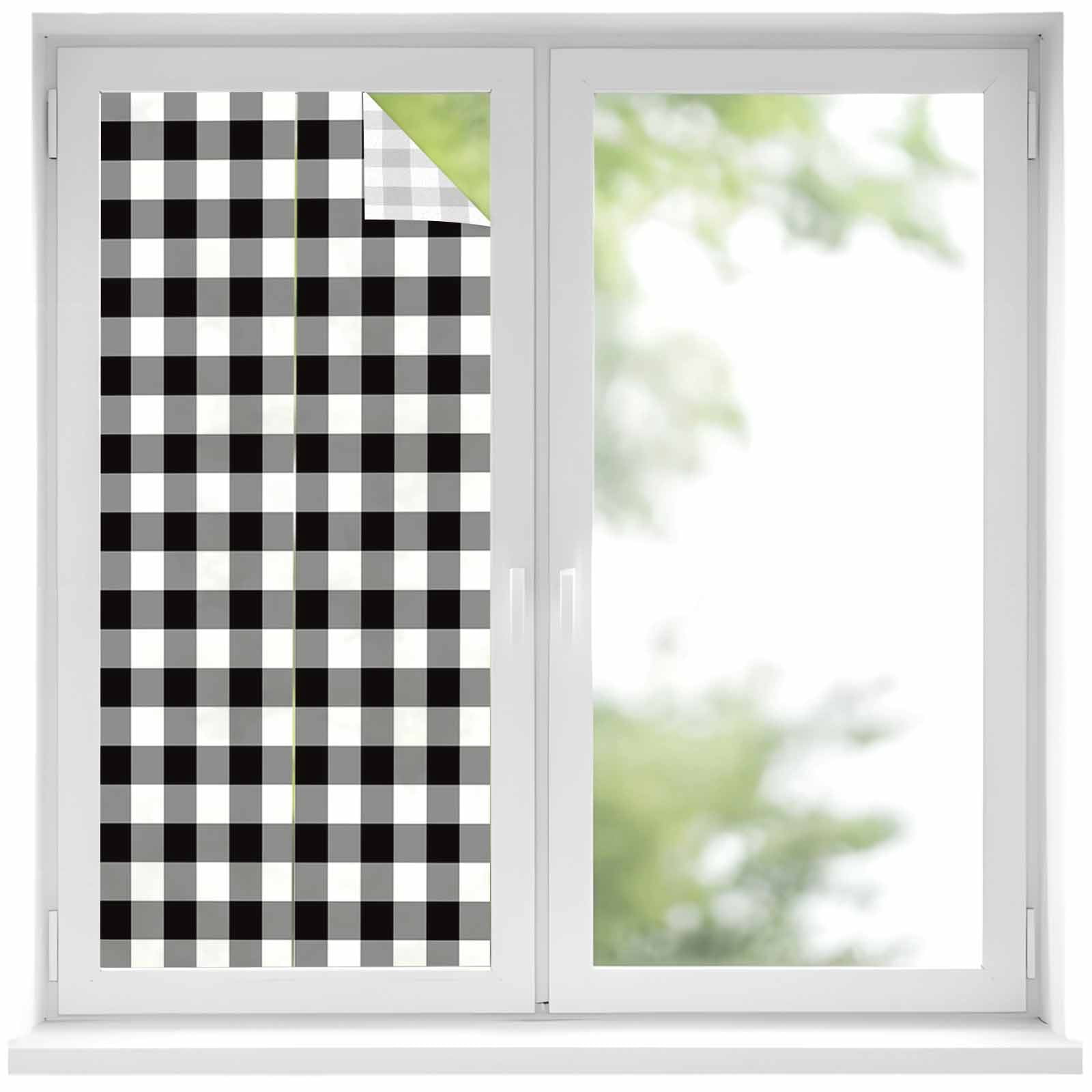 Black and White Checkered Privacy Window Film, Decorative Frosted Glass ...