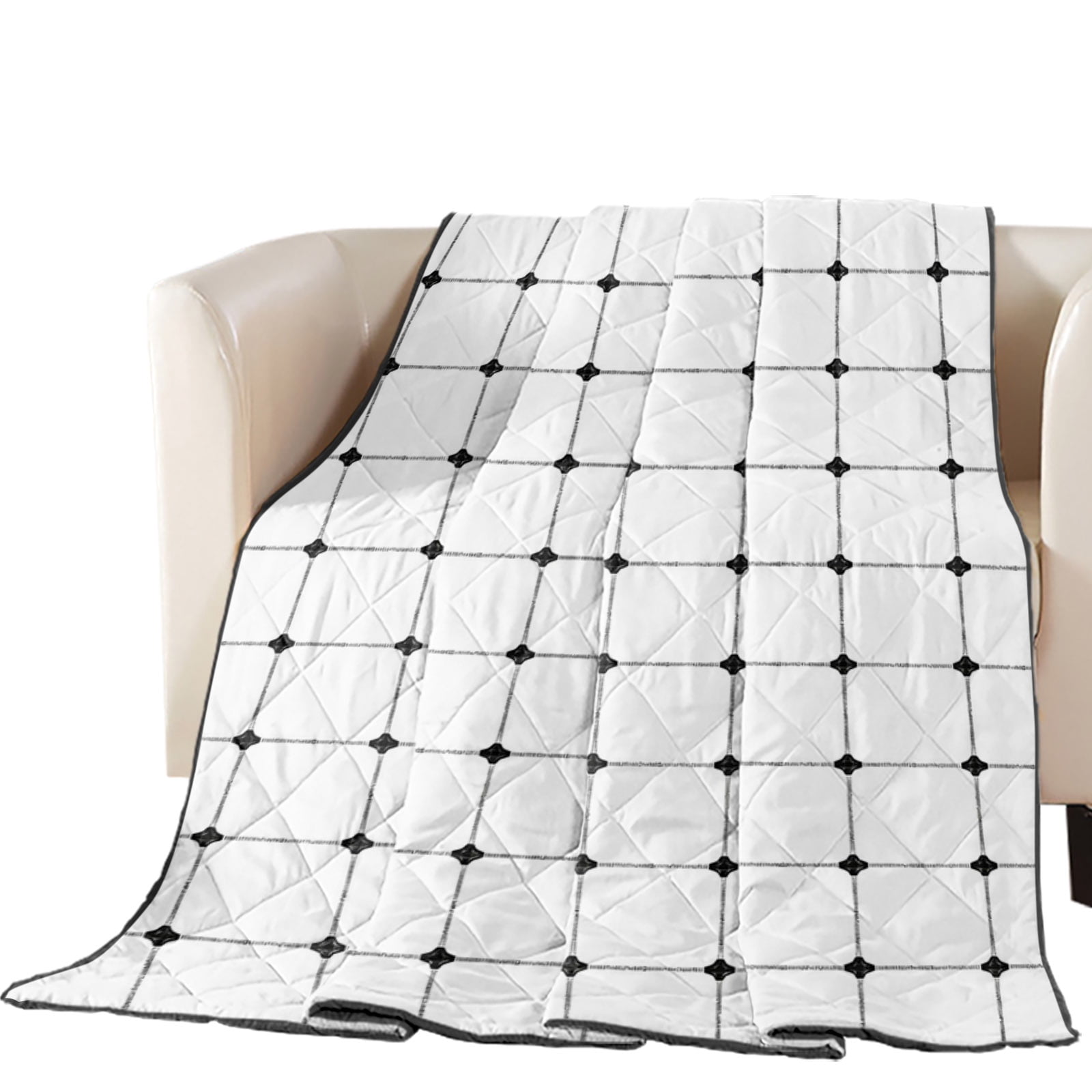 Black White Checkered Quilted Comforters Cooling Blanket King Size ...