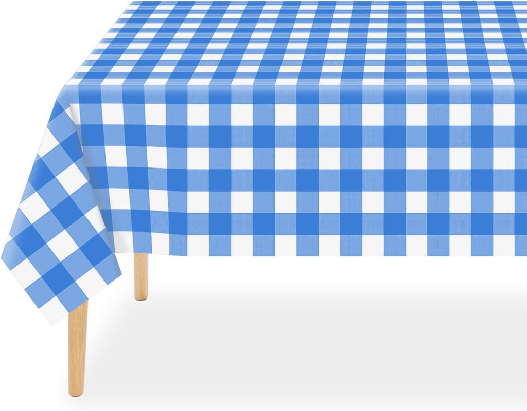 Blue Checkered Tablecloths - 12 Pcs 54 × 108 Inches Dark Blue and White ...