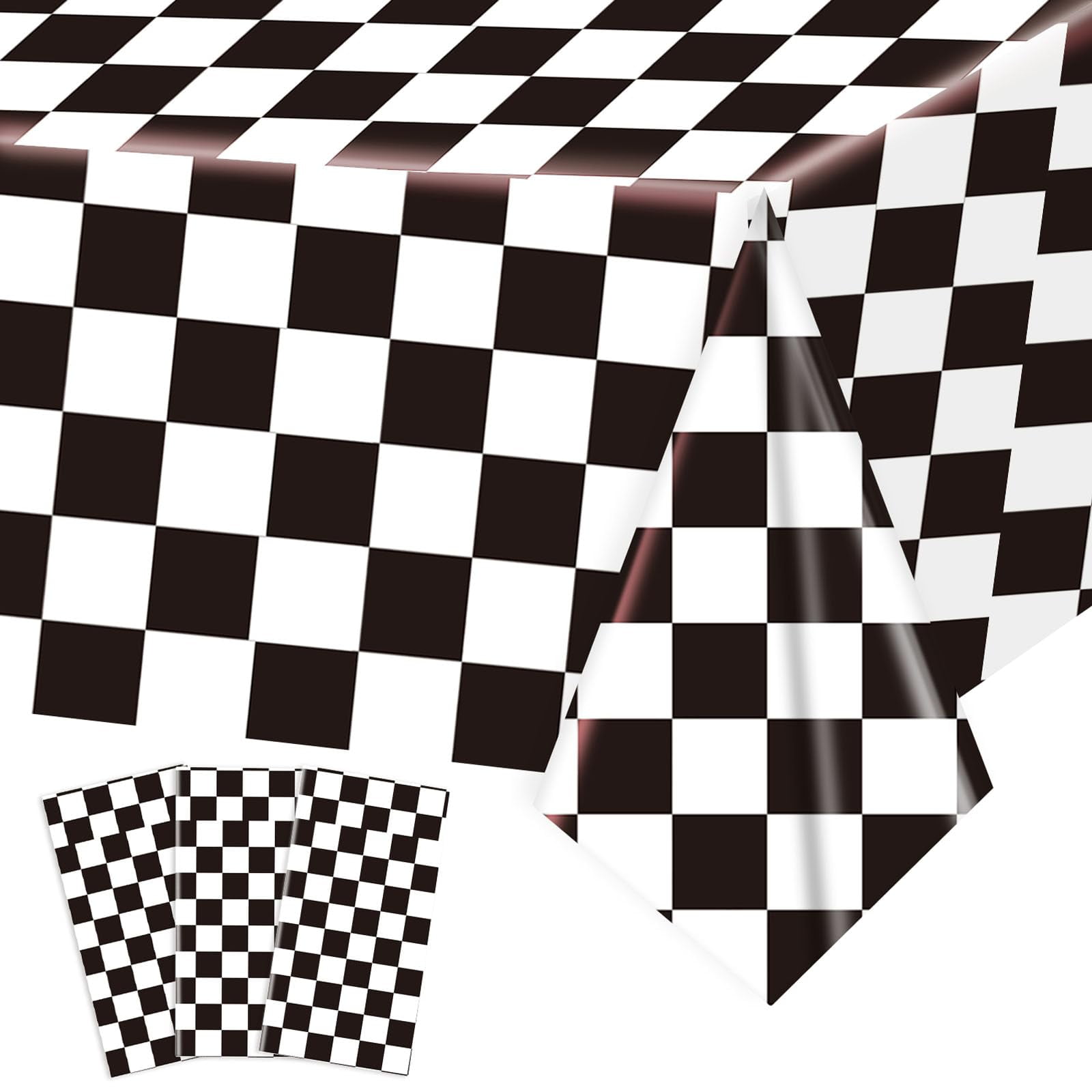 Black and White Checkered Tablecloths 3 Pack, Race Car Theme Table ...