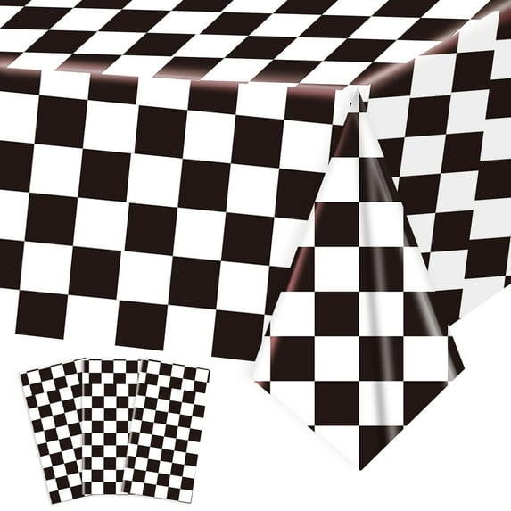 Black and White Checkered Tablecloths 3 Pack, Race Car Theme Table ...
