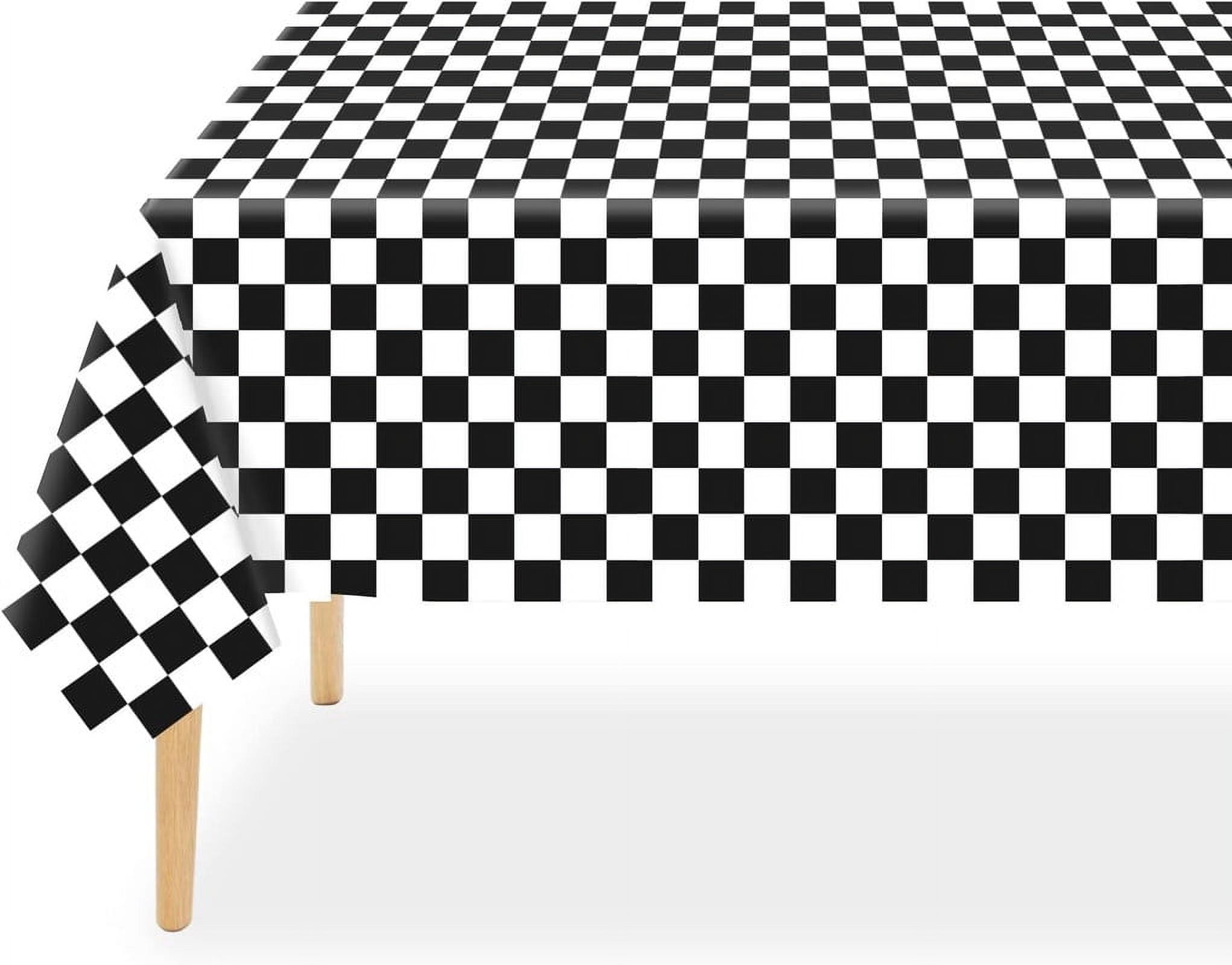 Black and White Checkered Tablecloths - 6 Pcs 54 × 108 Inches Black ...