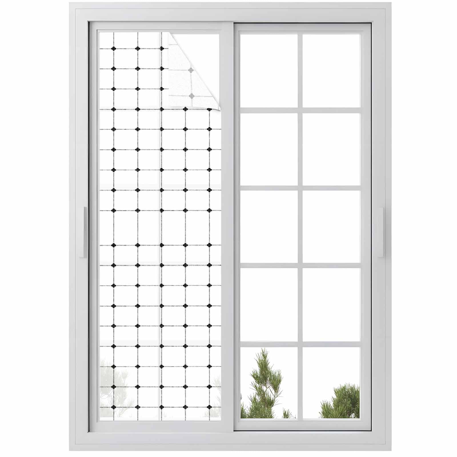 Black White Checkered Window Privacy Film, Modern Minimalist Geometric ...
