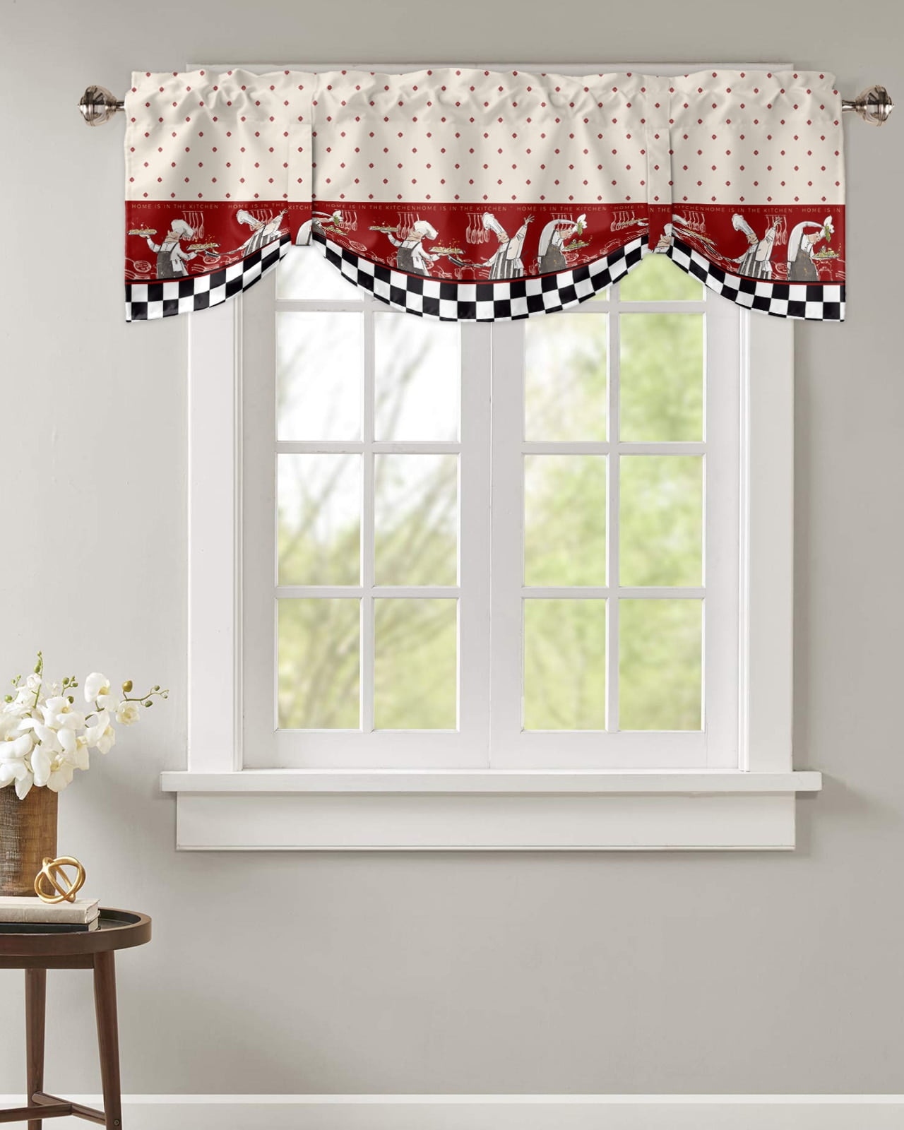 Black White Chefs Kitchen Food Retro Kitchen Curtains Balcony ...